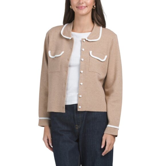 Cyrus | Jackets & Coats | Cyrus Toffee Knit Femme Sweater Jacket With ...